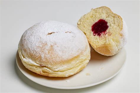 Donut Filled With Fruit Jam Stock Image Image Of Diet Snack 305658209