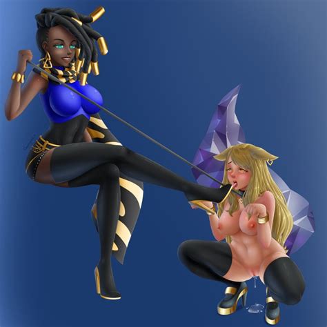 Rule 34 2girls Ahri Charoyuna Collar Dark Skinned Female Dark Skin