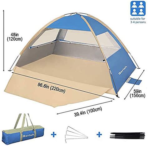 Gorich Uv Foldable Beach Tent Upf50 Sun Shelter For 3 Portable Shade