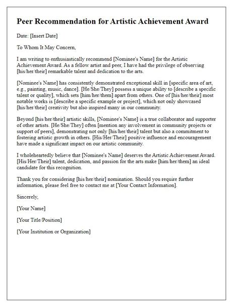 Letter Template For Peer Recommendation For Award Nomination Free Samples In Pdf Letterin