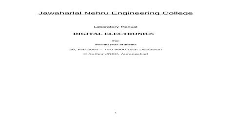 Pdf Digital Electronics1 Jawaharlal Nehru Engineering College Laboratory Manual Digital