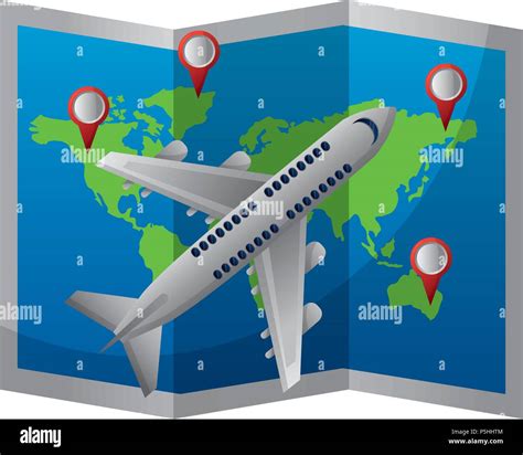 Airplane Travel Gps Navigation Map Pointers Location Vector