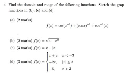 solved find the domain and e of the following functions