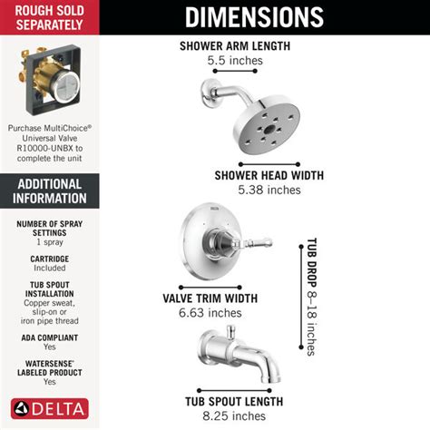 14 Series Tub Shower Trim In Lumicoat® Chrome T14484 Pr Delta Faucet