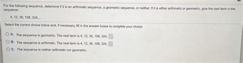 Solved For The Following Sequence Determine If It Is An
