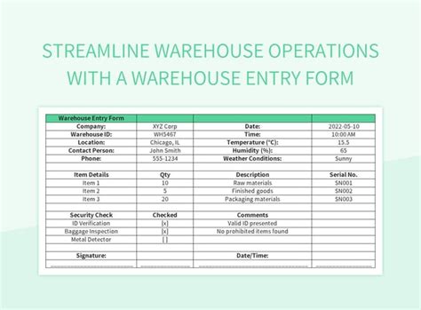 Streamline Warehouse Operations With A Warehouse Entry Form Excel ...