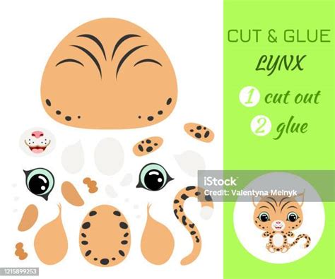 컬러 종이 응용 프로그램 게임 컷 과 접착제 아기 앉아 살쾡이 0명에 대한 스톡 벡터 아트 및 기타 이미지 0명 가위 공예 Istock