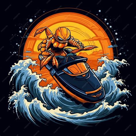 Premium Photo A Cartoon Style Illustration Of A Man Riding A Jet Ski