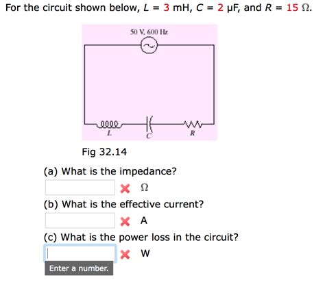 Solved For The Circuit Shown Below L MH C Mu F Chegg