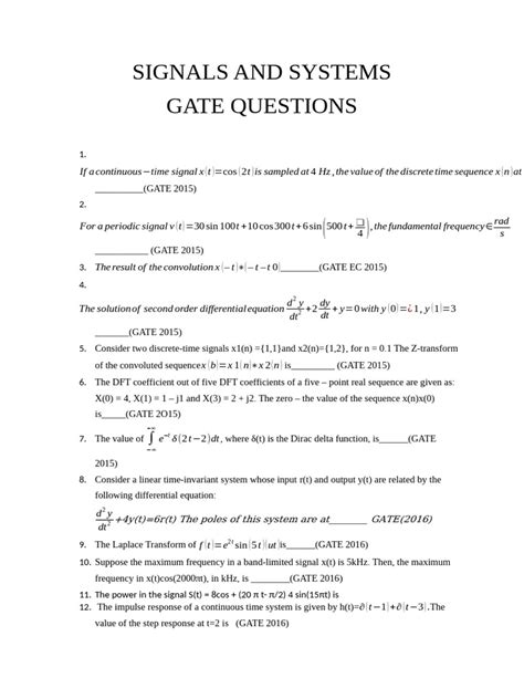 Signals And Systems Pdf Laplace Transform Control Theory