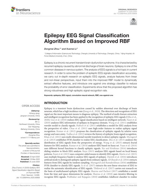 Pdf Epilepsy Eeg Signal Classification Algorithm Based On Improved Rbf