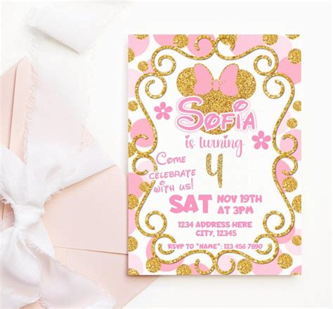 Invitación Imprimible Con Boleto De Minnie Mouse Fiesta Mickey Mouse