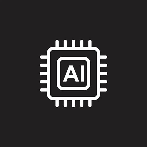 Eps10 White Vector Chip Ai Brain Artificial Intelligence Line Icon Isolated On Black Background
