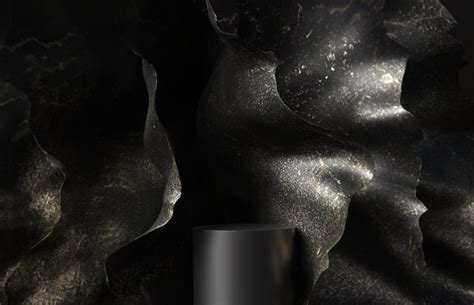 3d 디스플레이 연단 받침대가있는 어두운 배경 금색의 검은 천 고급 실크 뷰티 화장품 제품 프리젠 테이션 스탠드 헝겊 물결을 가진 여성 모형 3d 렌더링 광고 받침대에 대한