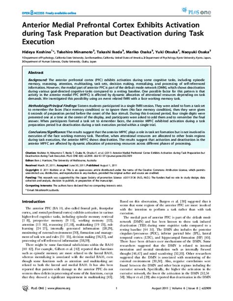 Pdf Anterior Medial Prefrontal Cortex Exhibits Activation During Task Preparation But
