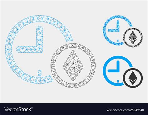 Ethereum Credit Clock Mesh Carcass Model Vector Image