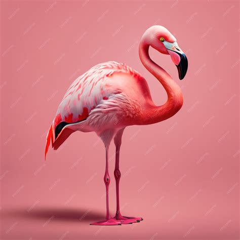 Premium Ai Image Realistic Flamingo On A Pink Plain Background