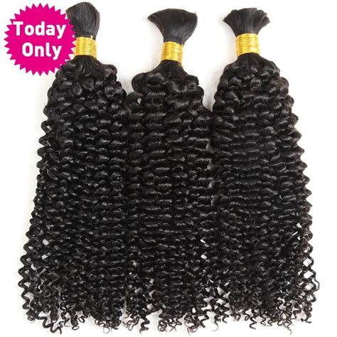 Today Only Malaysian Kinky Curly Hair Bundles Human Braiding Hair