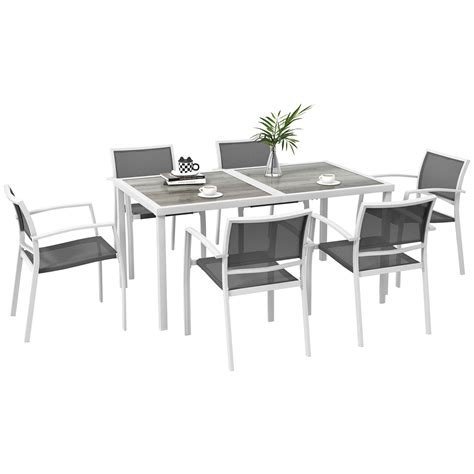Conjunto De Comedor De Exterior Juego De Comedor De Jardín De 7 Piezas
