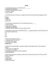 Embedded System Mcqs Docx Mcqs An Embedded System Is A Combination