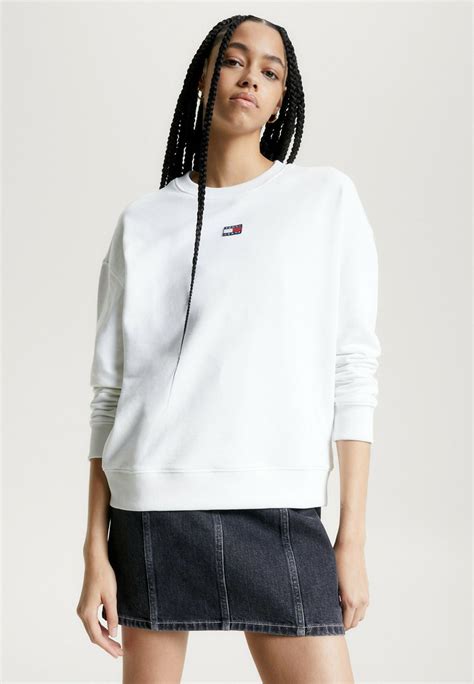 Tommy Jeans Tjw Bxy Xs Badge Crew Sweatshirt Whiteblanc Zalandofr