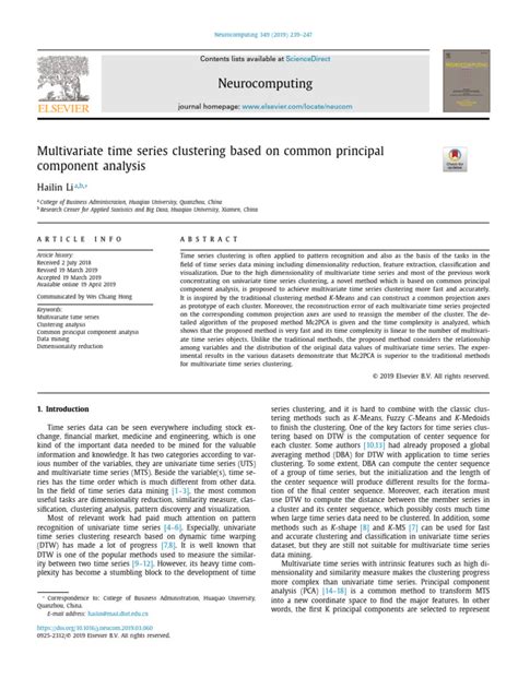 Multivariate Time Series Clustering Based On Common Principal Component