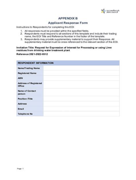 Fillable Online APPENDIX B Applicant Response Form Fax Email Print