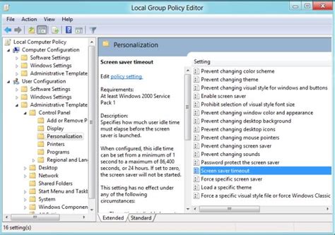 Disable The Screen Saver Time Out In Windows 8