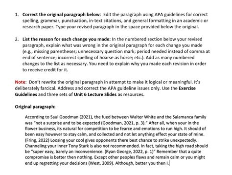 Solved 1 Correct The Original Paragraph Below Edit The