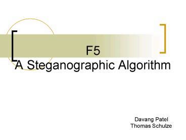 F A Steganographic Algorithm Presentation Free To View