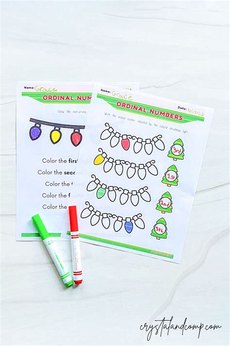 Christmas Ordinal Numbers Printablesrn Ordinal Numbers Activities
