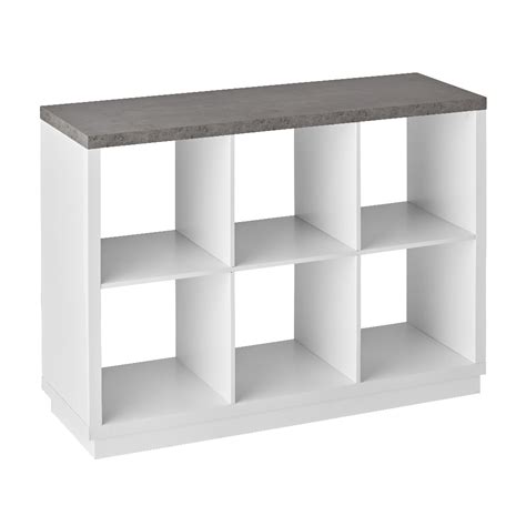 Build Your Own Furniture 6 Cube Organizer White With Faux Concrete Top