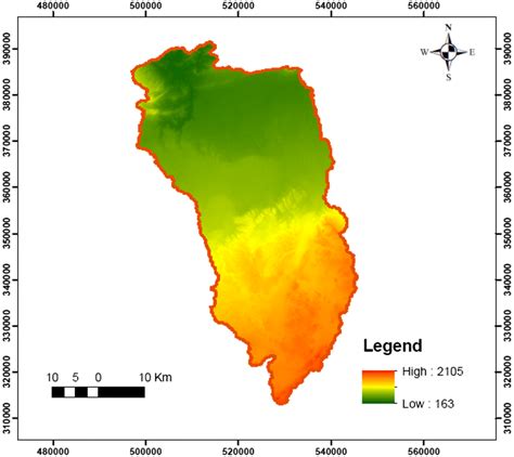 Digital Elevation Model Dem Of The Watershed Area Download