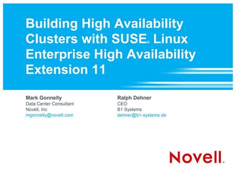 Building High Availability Clusters With Suse Linux Enterprise High Availability Extension Pdf