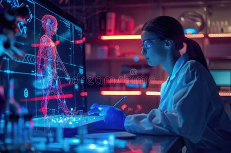scientist with ai in cutting edge research lab aig60 stock image image of intelligence