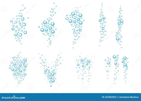 Water Fizzing Air Bubbles Stream Vector Illustration Isolated On White