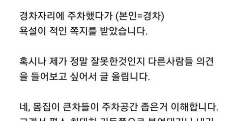 경차자리에 경차주차 후 욕먹은 차주