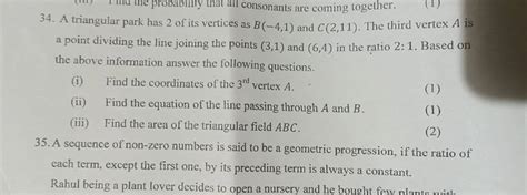 A Triangular Park Has 2 Of Its Vertices As B 41 And C211 The Third