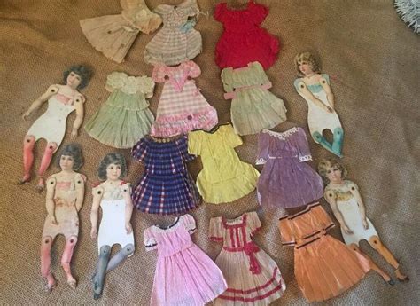 Lot Antique Paper Doll And Crepe Paper Doll Clothes • 12999