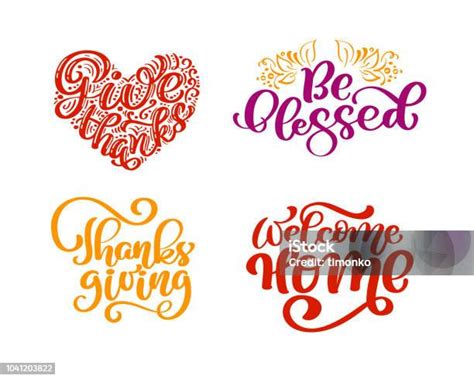 서 예의 세트에 게 감사 문구 축복 추수 감사절 환영 집 휴일 가족 긍정적인 따옴표 글자 엽서나 포스터 그래픽 디자인 타이포 그래피 요소입니다 벡터를 작성 하는 손 10월에