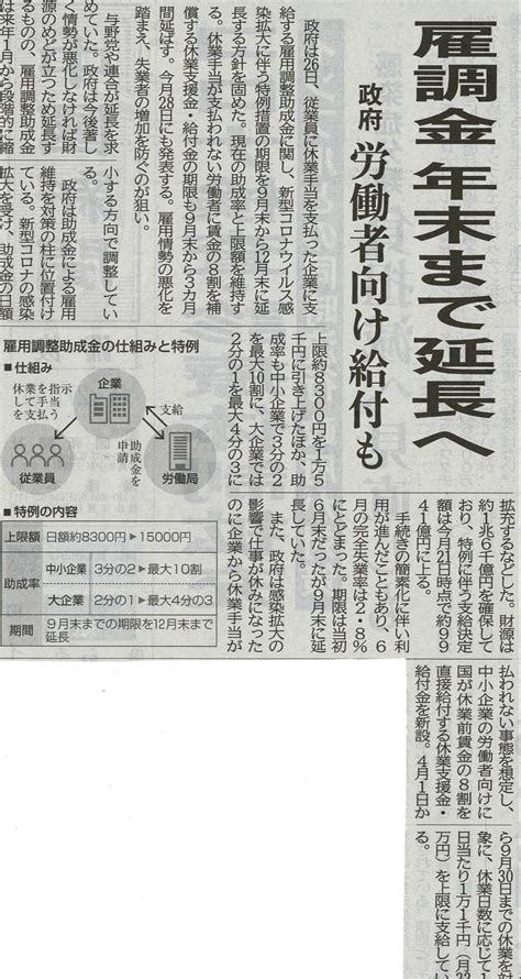 雇用調整助成金 年末まで延長へ 暮らしを守る 森本しんじ 広島選挙区 参議院議員