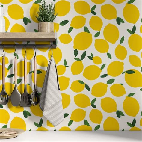 Peel And Stick Lemons Wallpaper Etsy