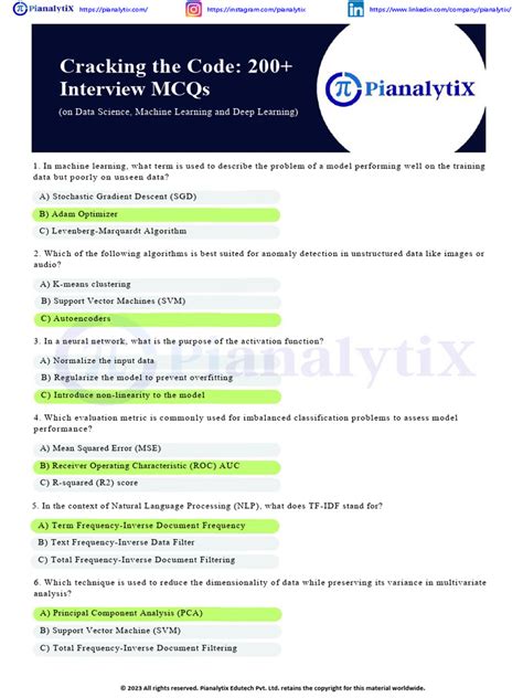 Interview Prep Data Science Machine Learning Deep Learning Mcqs Pdf Deep Learning