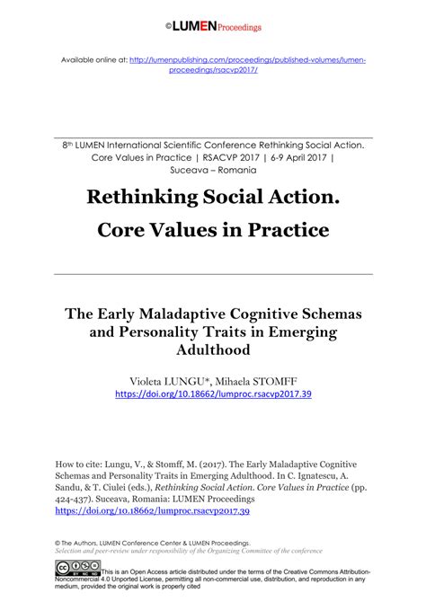Pdf The Early Maladaptive Cognitive Schemas And Personality Traits In