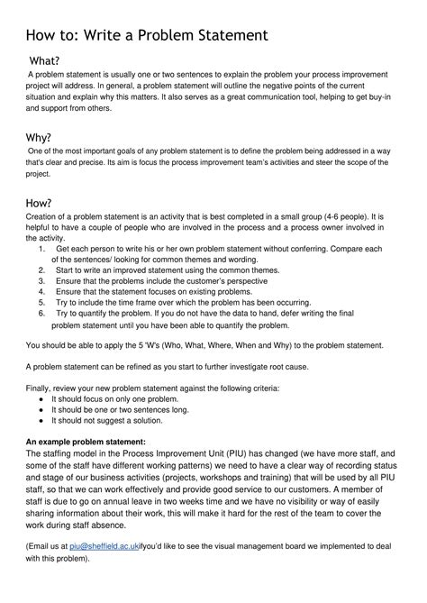 Free Printable Problem Statement Templates PPT Excel Project Business