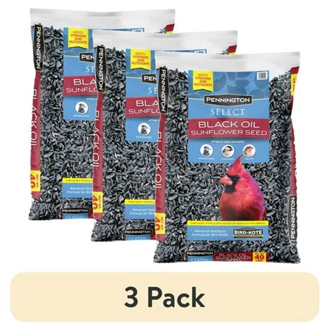 3 Pack Pennington Select Black Oil Sunflower Seed Wild Bird Dry Feed