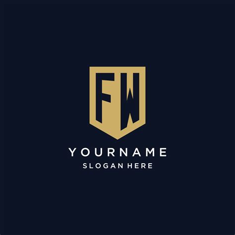 Fw Monogram Initials Logo Design With Shield Icon 15441922 Vector Art