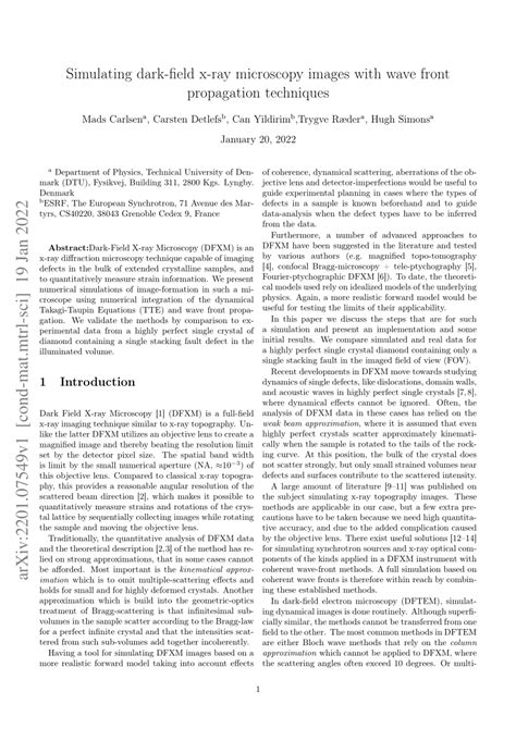 Pdf Simulating Dark Field X Ray Microscopy Images With Wave Front Propagation Techniques