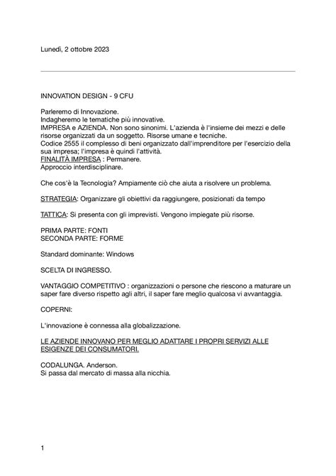 Innovation Design Sapienza Appunti Di Economia Dellinnovazione Docsity