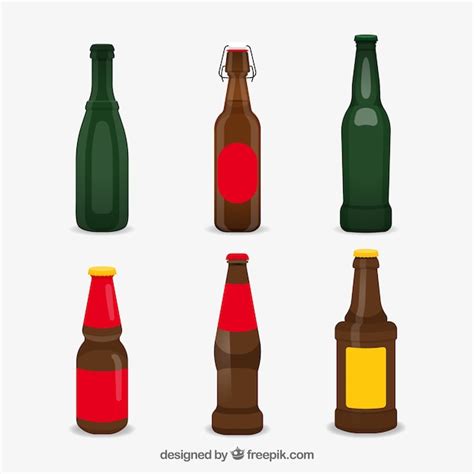 Colección de botellas planas de cerveza Vector Gratis